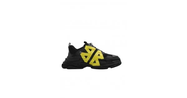 SNEAKERS BALENCIAGA, Triple S Design, Yellow Logo, Black ...