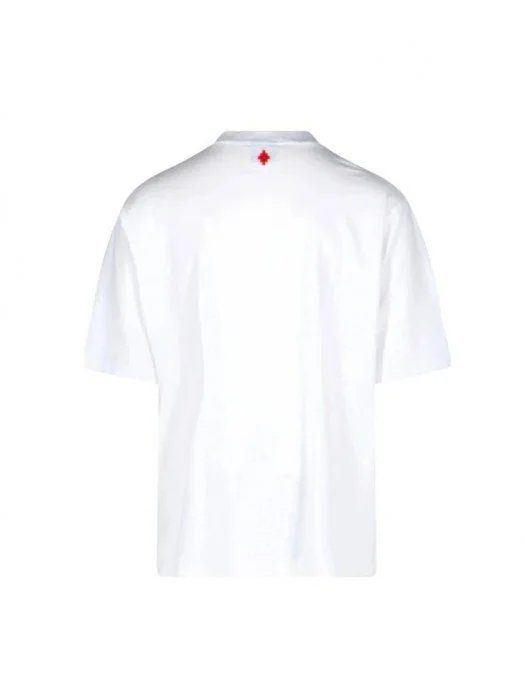 Tricou MARCELO BURLON, Circle Feathers, Alb - CMAA054C99JER0030109 ...