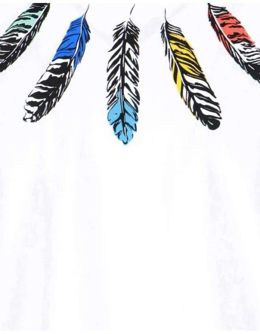 Tricou MARCELO BURLON, Circle Feathers, Alb - CMAA054C99JER0030109 ...