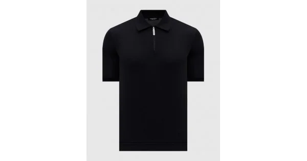 Tricou STEFANO RICCI, Polo Design, Monogram Insert, Silk, Black ...