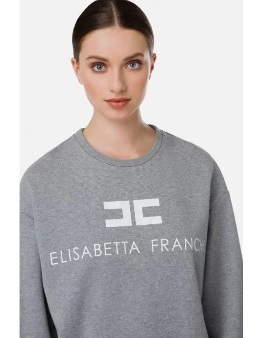 Bluza Elisabetta Franchi, Logo Frontal, Gri - Md00116e2q95 - Capodopera12