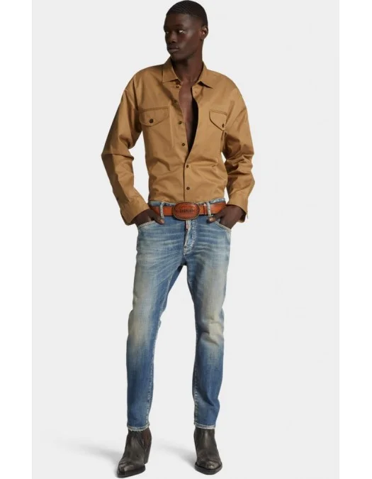 JEANS DSQUARED2, Medium Sandy Wash, Skater Fit, Bleu ...